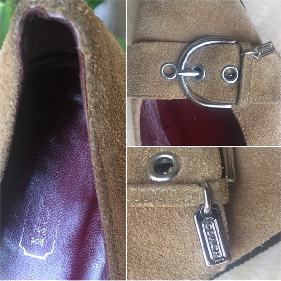 Coach | Shoes | Coach Buckle Suede Ballet Flats Breanna Beige 85 | Poshmark